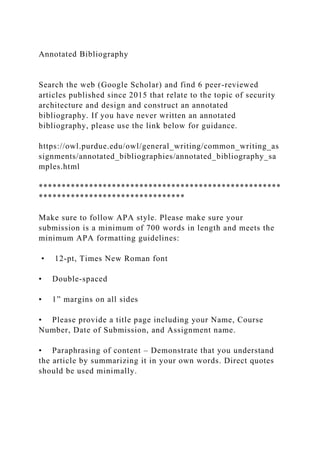 Annotated BibliographySearch the web (Google Scholar) and find.docx