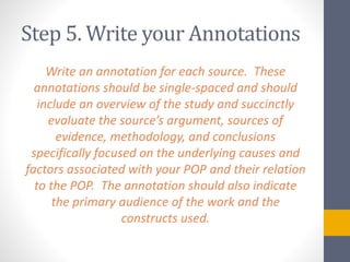 Annotated Bibliographies: Step by Step Guide | PPT