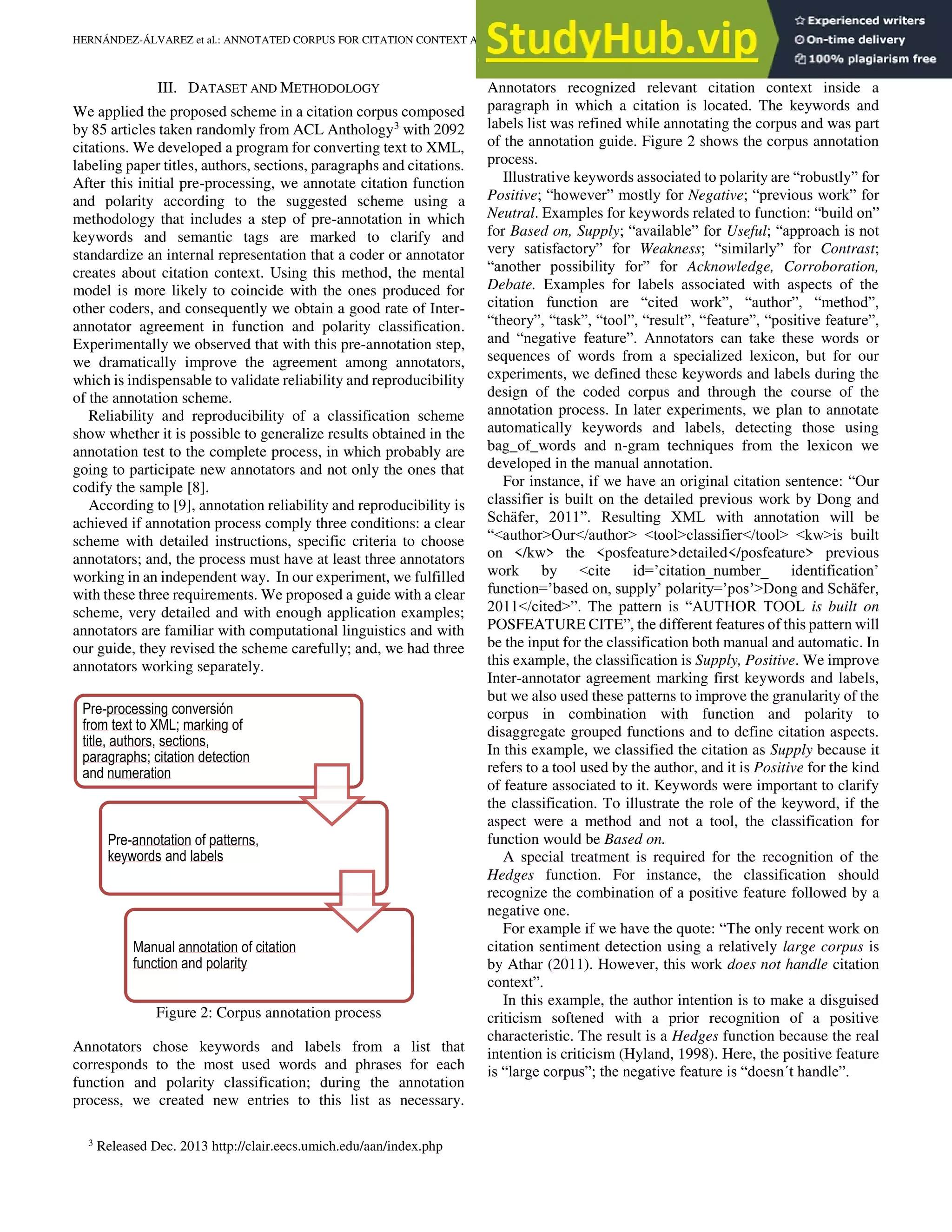 Annotated Corpus For Citation Context Analysis | PDF