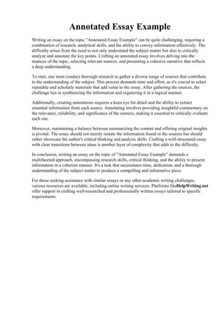 Annotated Essay Example. APA Annotated Bibliography Guide With Examples ...