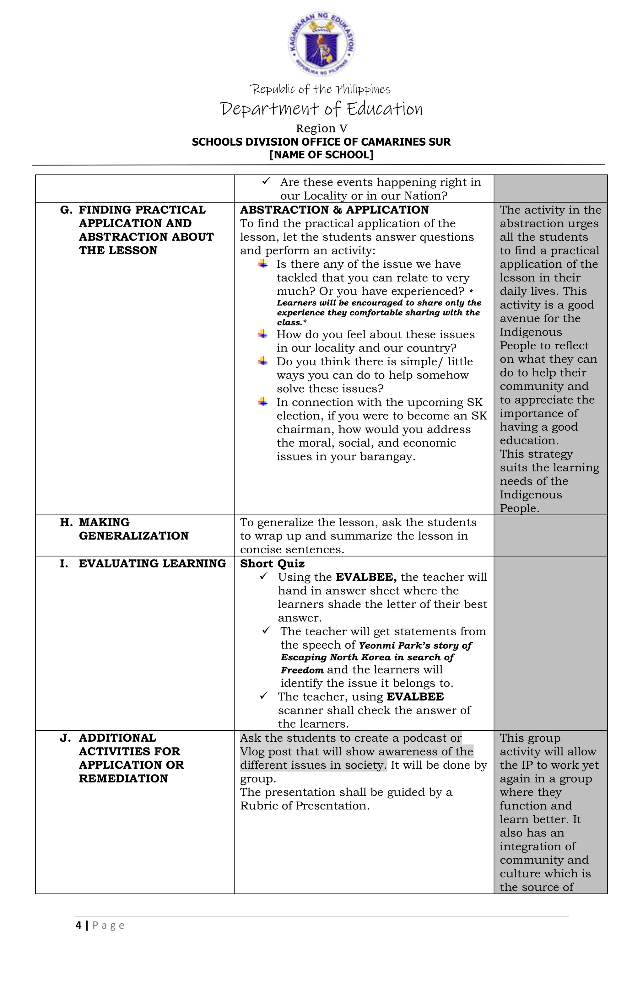 ANNOTATED LESSON PLAN FOR INDIGENOUS PEOPLE | DOCX