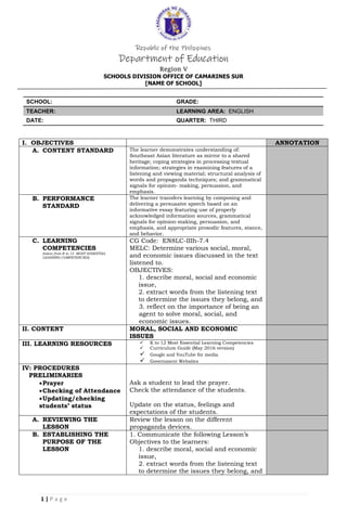 ANNOTATED LESSON PLAN FOR INDIGENOUS PEOPLE | DOCX