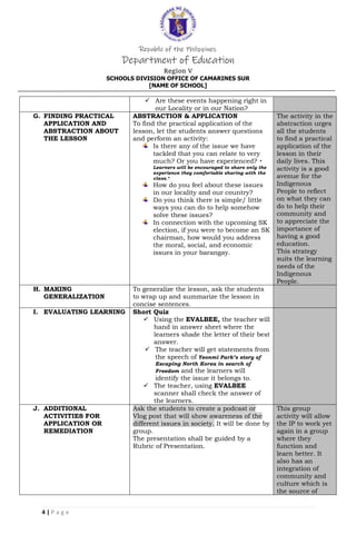 ANNOTATED LESSON PLAN FOR INDIGENOUS PEOPLE | DOCX
