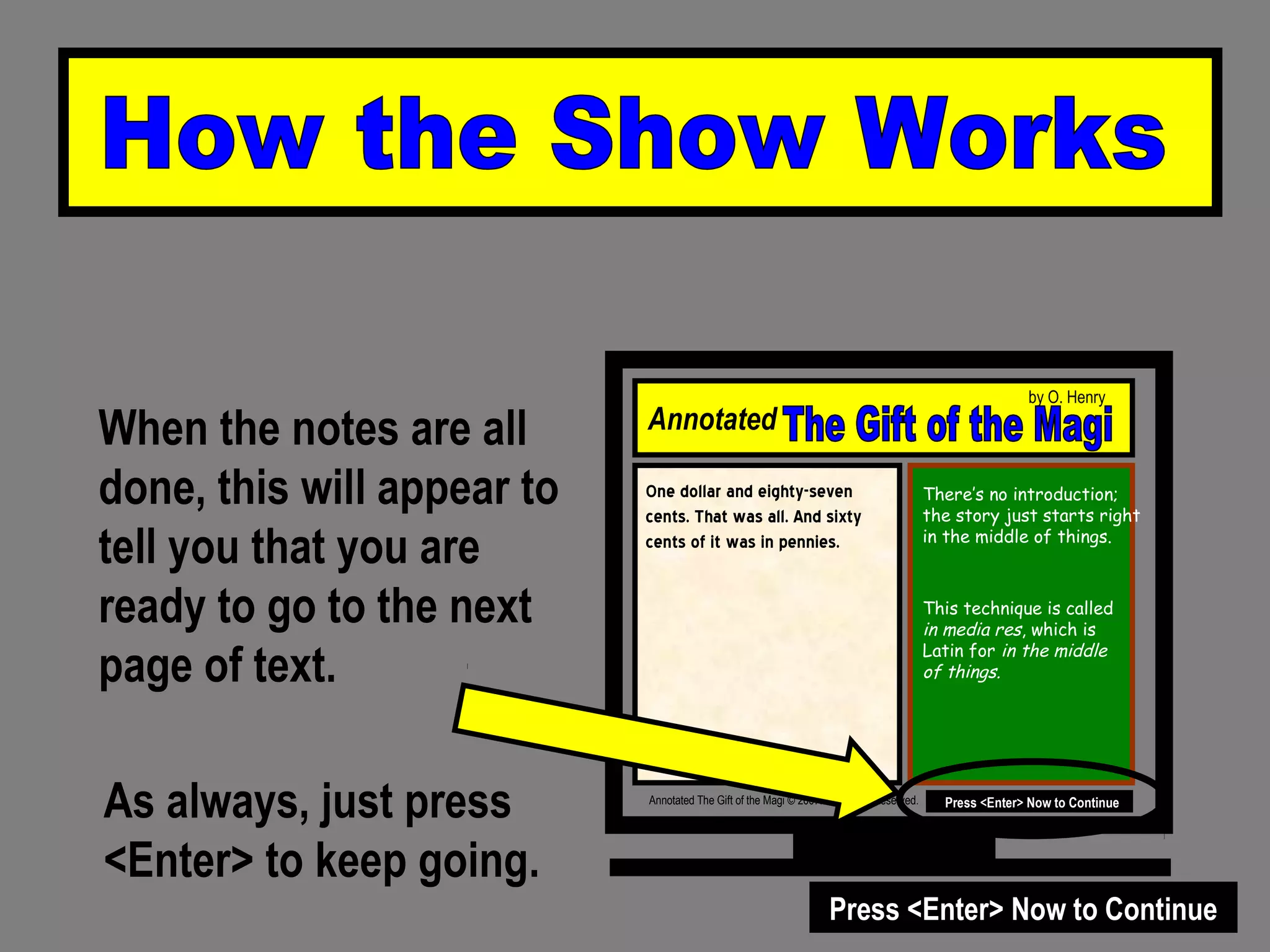 Annotated o. henry gift of the magi with in slide questions and writing ...