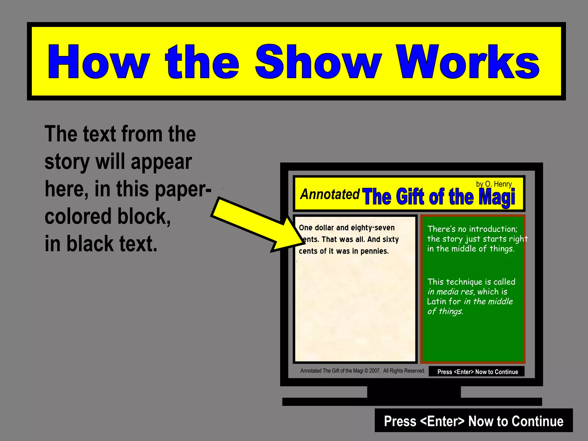 Annotated o. henry gift of the magi with in slide questions and writing ...