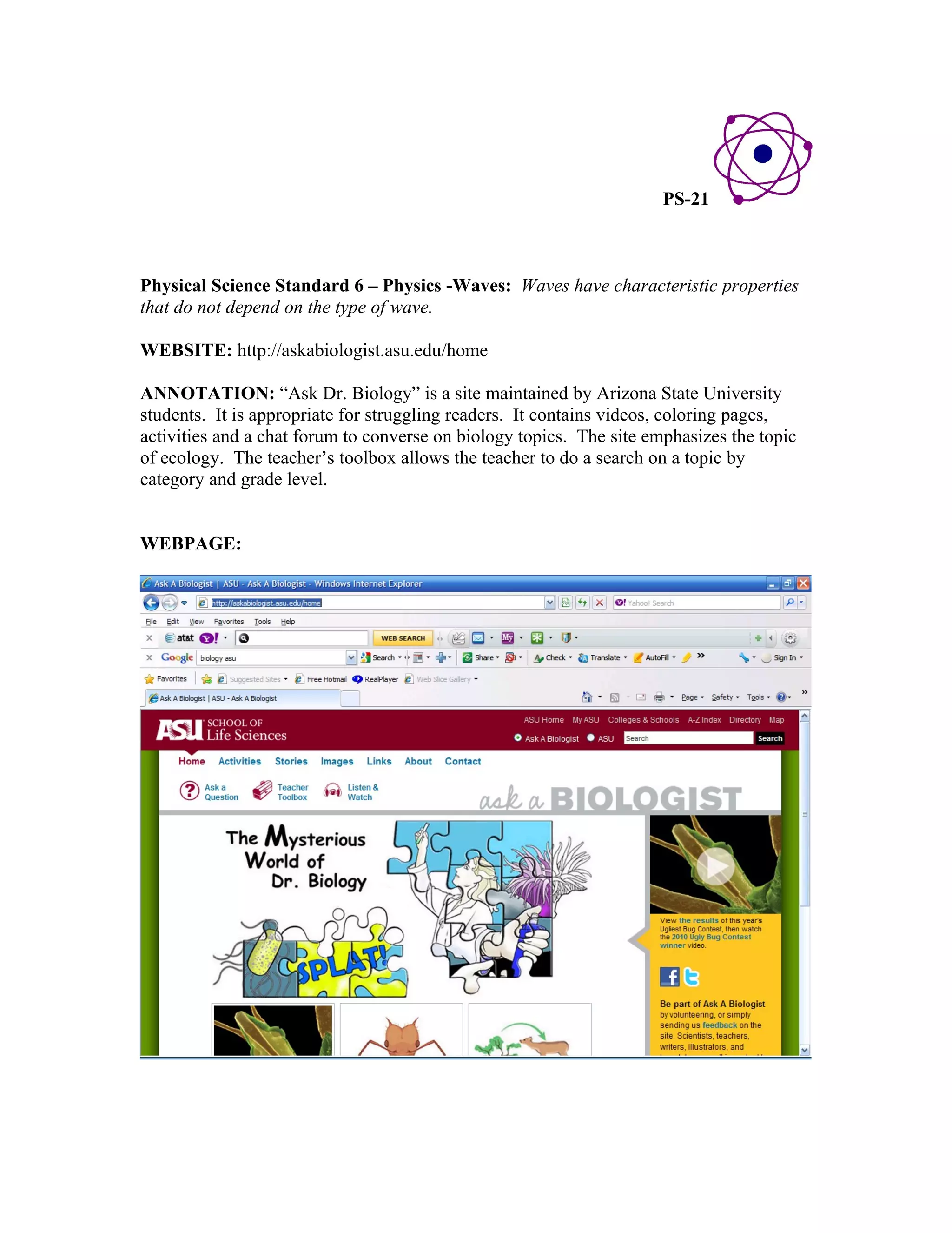Annotated physical science technology resources | DOC | Chemistry | Science