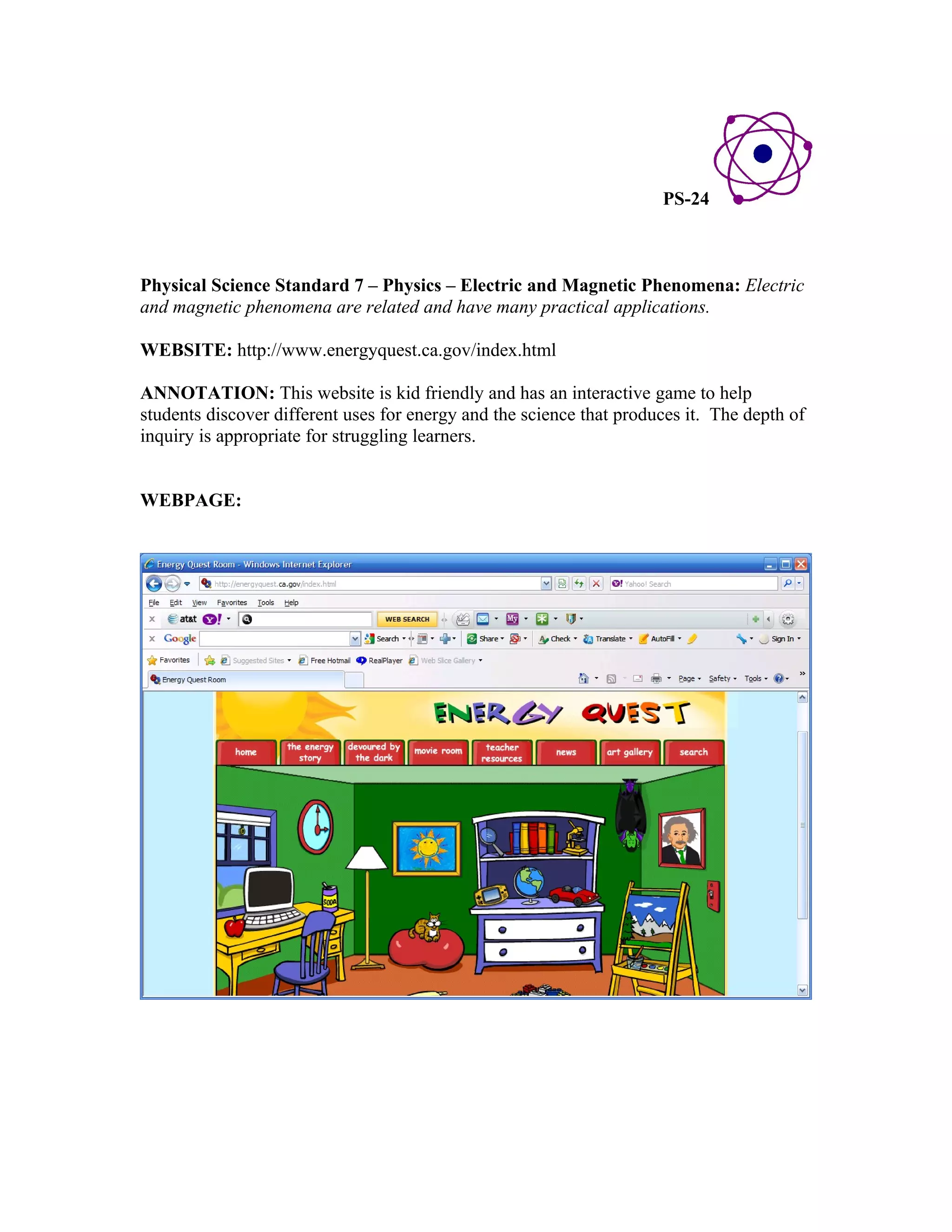 Annotated physical science technology resources | DOC | Chemistry | Science