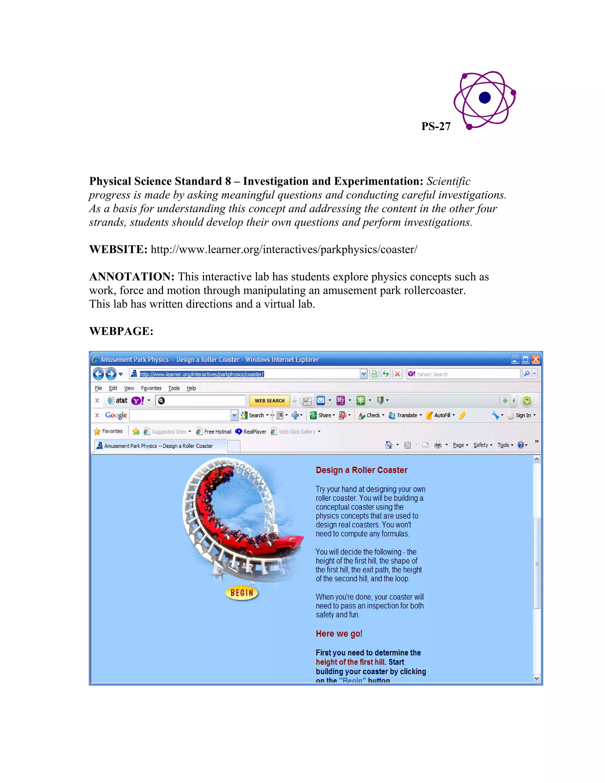Annotated physical science technology resources | DOC | Chemistry | Science