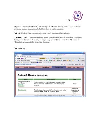 Annotated physical science technology resources | DOC | Chemistry | Science