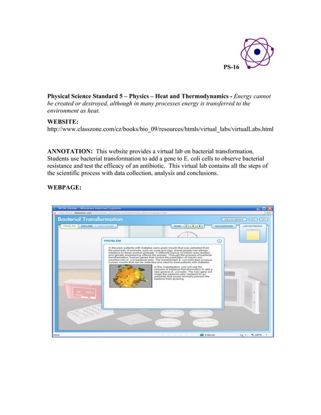 Annotated physical science technology resources | DOC | Chemistry | Science