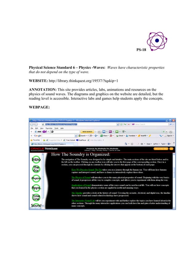 Annotated physical science technology resources | DOC | Chemistry | Science