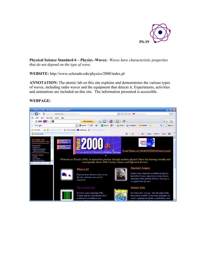 Annotated physical science technology resources | DOC | Chemistry | Science