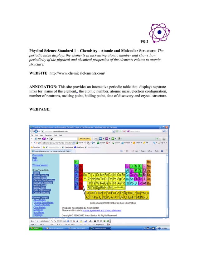 Annotated physical science technology resources | DOC | Chemistry | Science