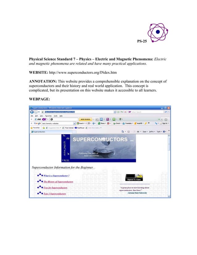 Annotated physical science technology resources | DOC | Chemistry | Science