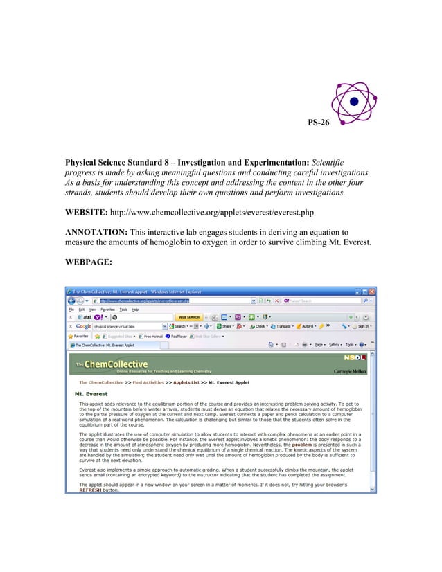 Annotated physical science technology resources | DOC | Chemistry | Science