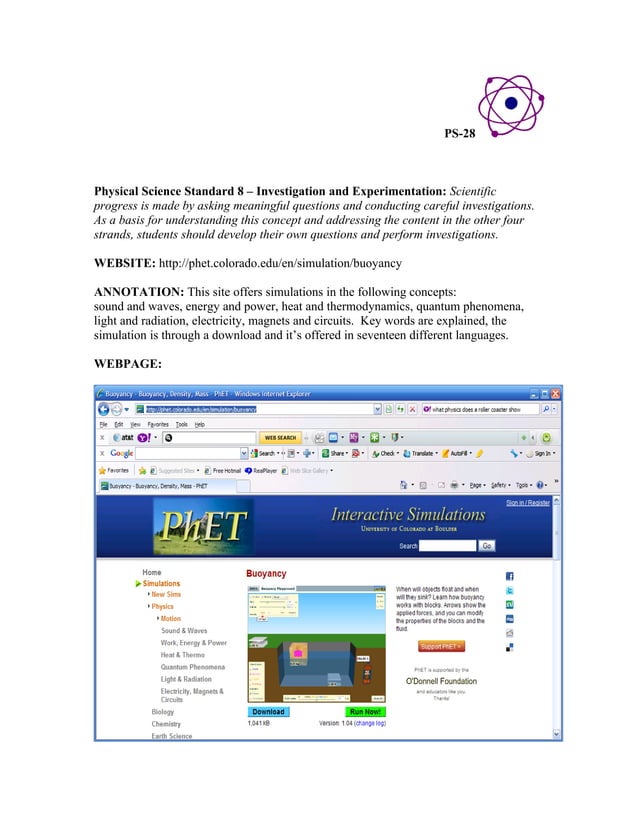 Annotated physical science technology resources | DOC | Chemistry | Science