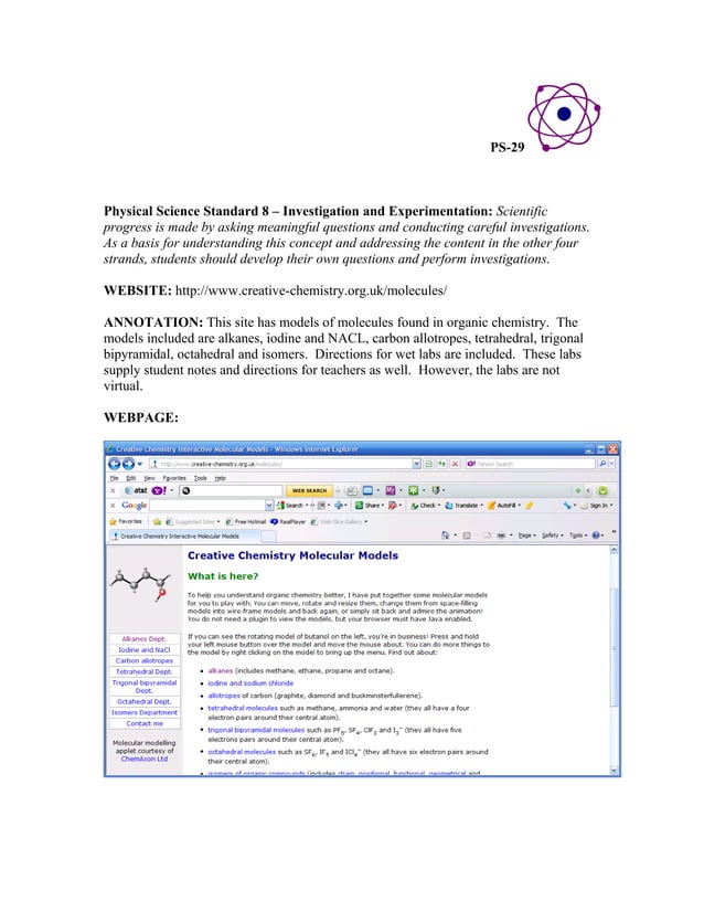 Annotated physical science technology resources | DOC | Chemistry | Science
