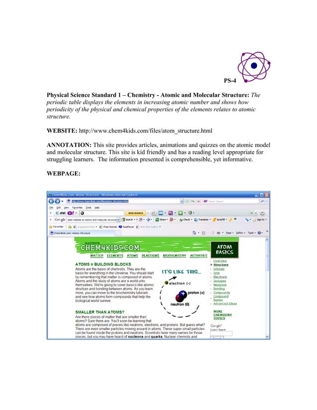 Annotated physical science technology resources | DOC | Chemistry | Science