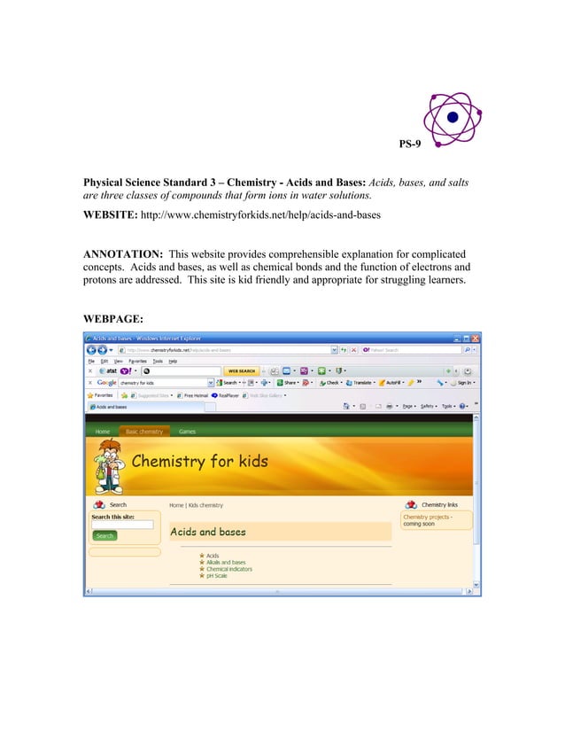 Annotated physical science technology resources | DOC | Chemistry | Science