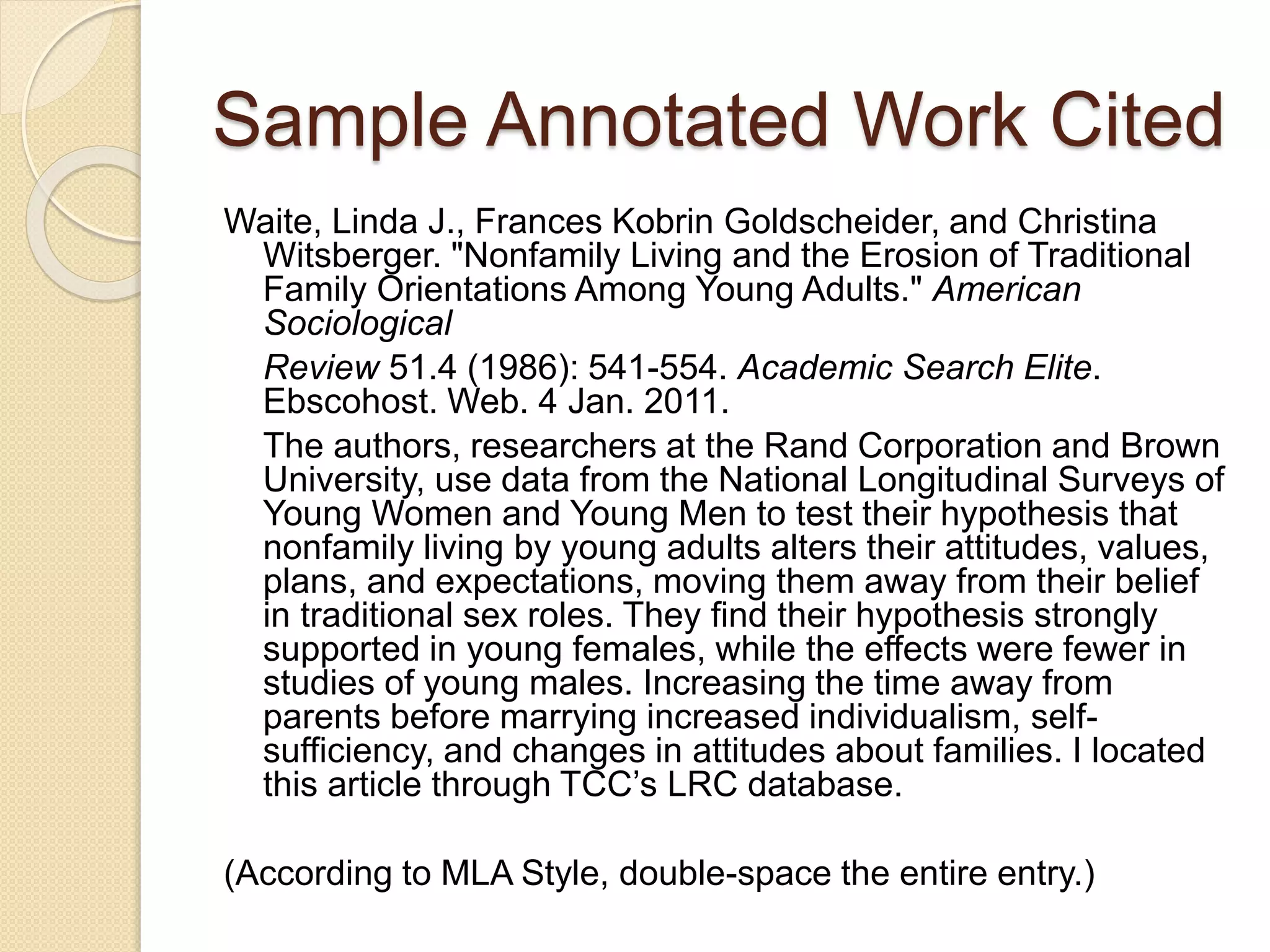 Annotated works cited explain | PPT
