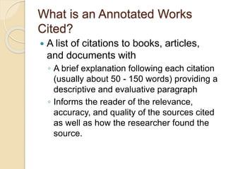 Annotated works cited explain | PPT