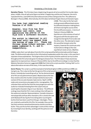 Annotating a film script clue | PDF