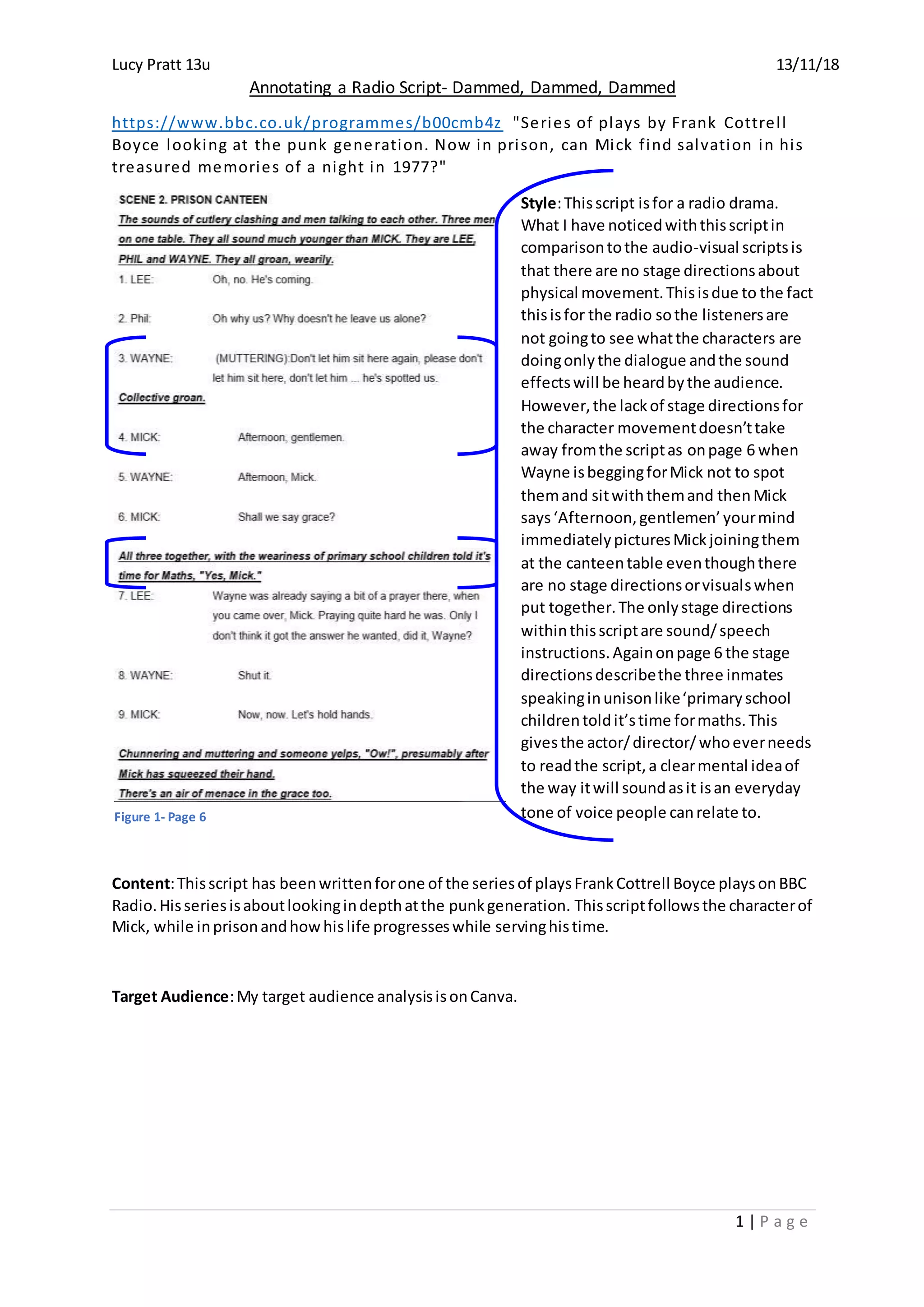 Annotating a radio script dammed, dammed, dammed | DOCX