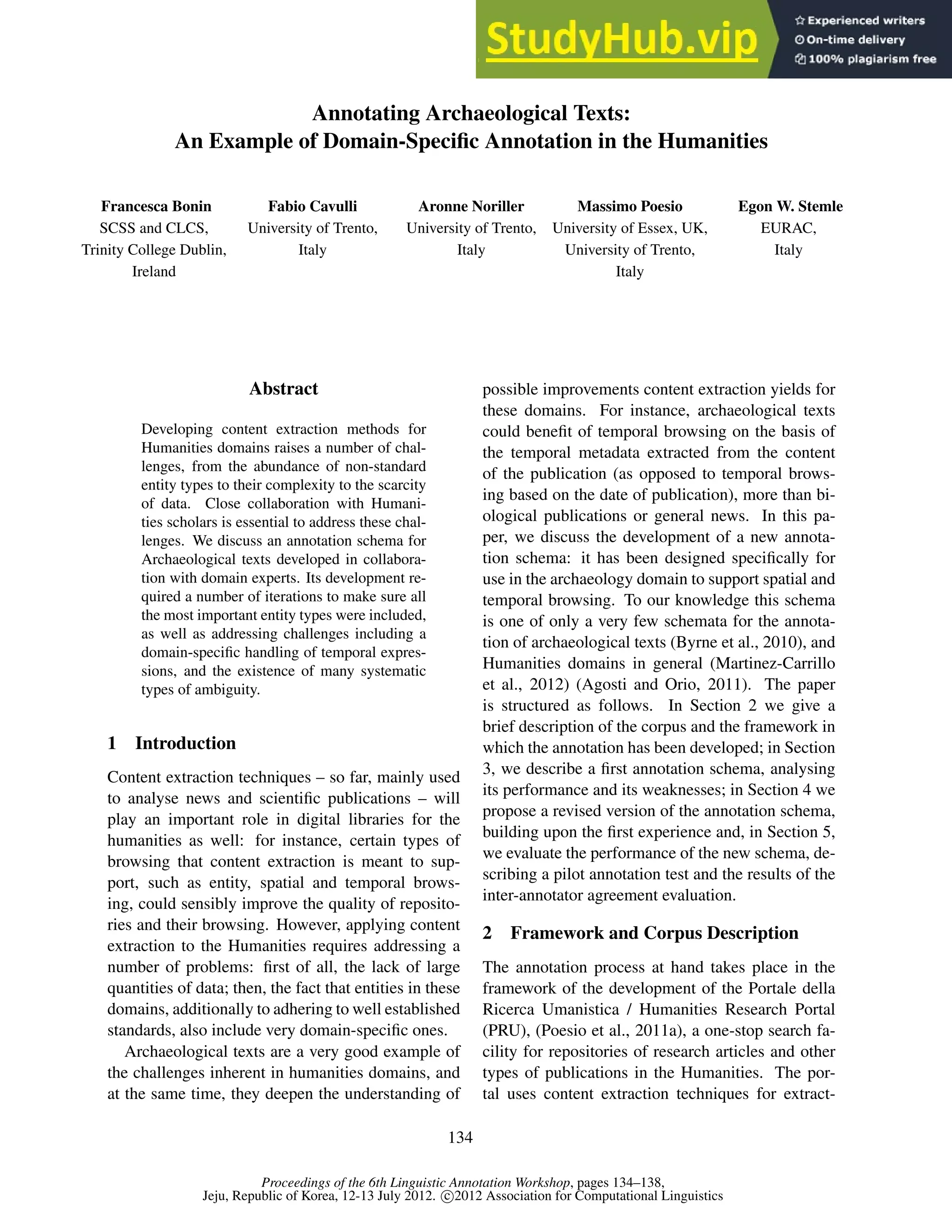 Annotating Archaeological Texts An Example Of Domain-Specific ...