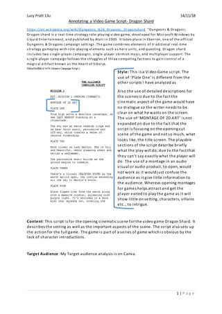 Annotating a video game script dragon shard | PDF