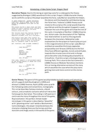 Annotating a video game script dragon shard | PDF