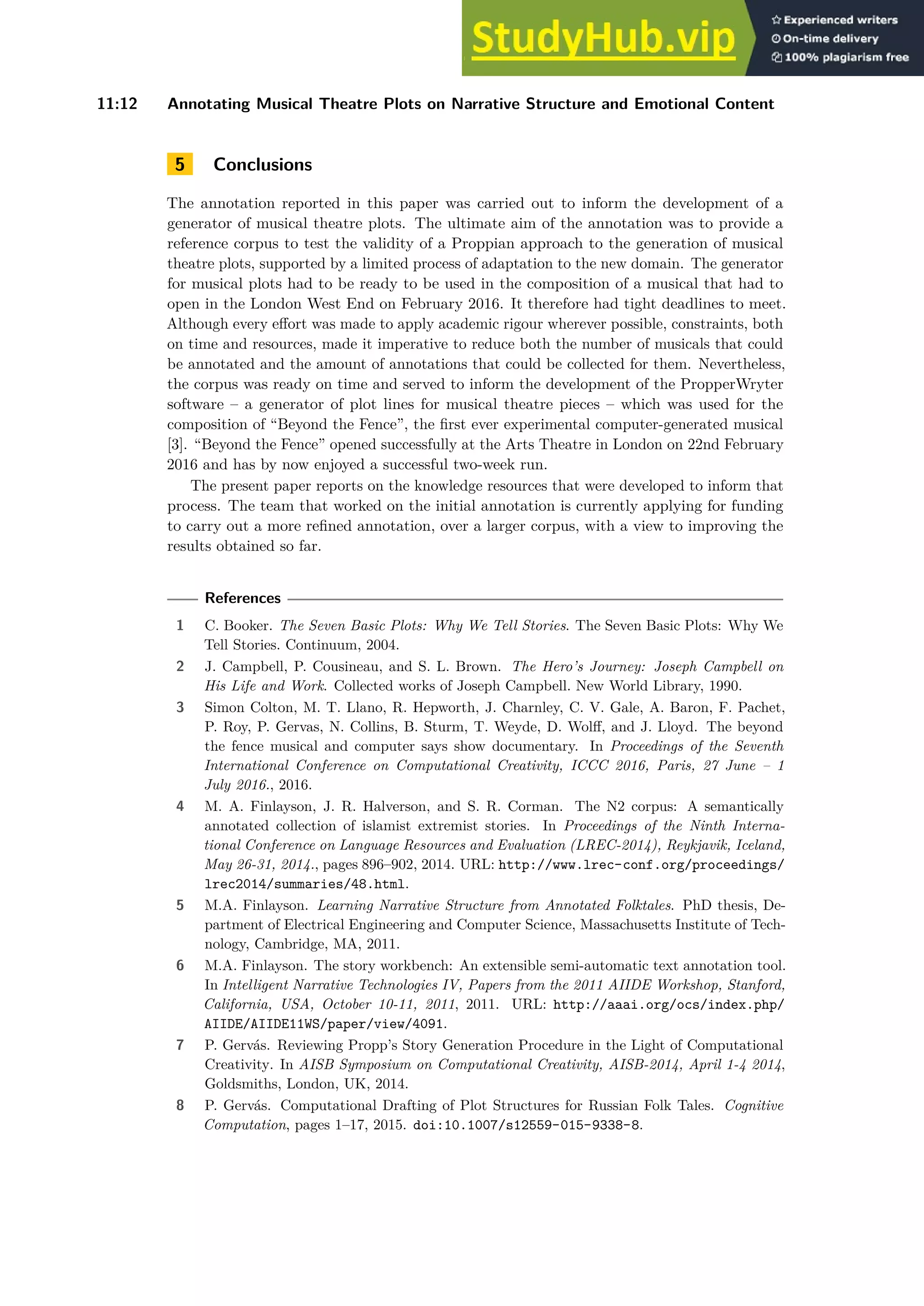 Annotating Musical Theatre Plots On Narrative Structure And Emotional Content | PDF | Musicals ...