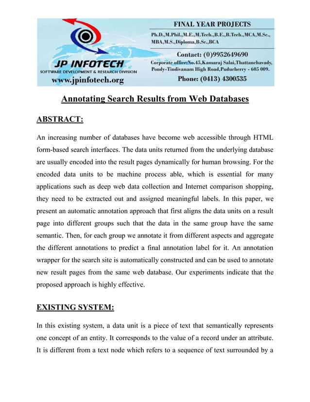 Annotating search results from web databases | DOCX