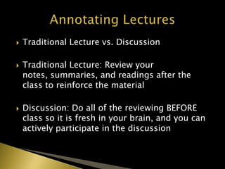 Annotating Textbooks & Taking Lecture Notes | PPTX