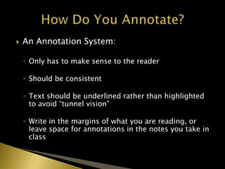 Annotating Textbooks & Taking Lecture Notes | PPTX