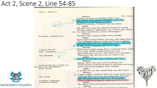 Annotation Guide: Romeo and Juliet - William Shakespeare | PPTX | Death ...