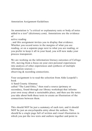 Annotation Assignment GuidelinesAn annotation is a critic | PDF