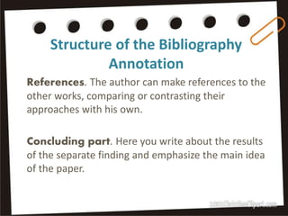 Annotation bibliography | PPTX | Homework and Study | Education