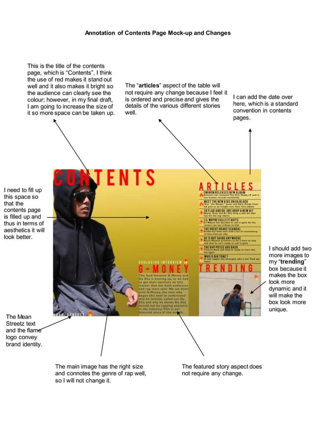 Annotation of Contents Page Mock-up and Changes | PDF