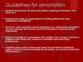 Annotations and cornell note taking | PPT