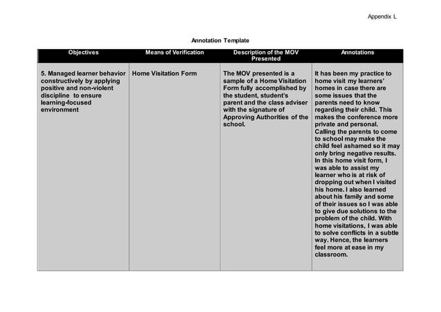 ANNOTATION TEMPLATE - RPMS APPENDIX L.docx | Education