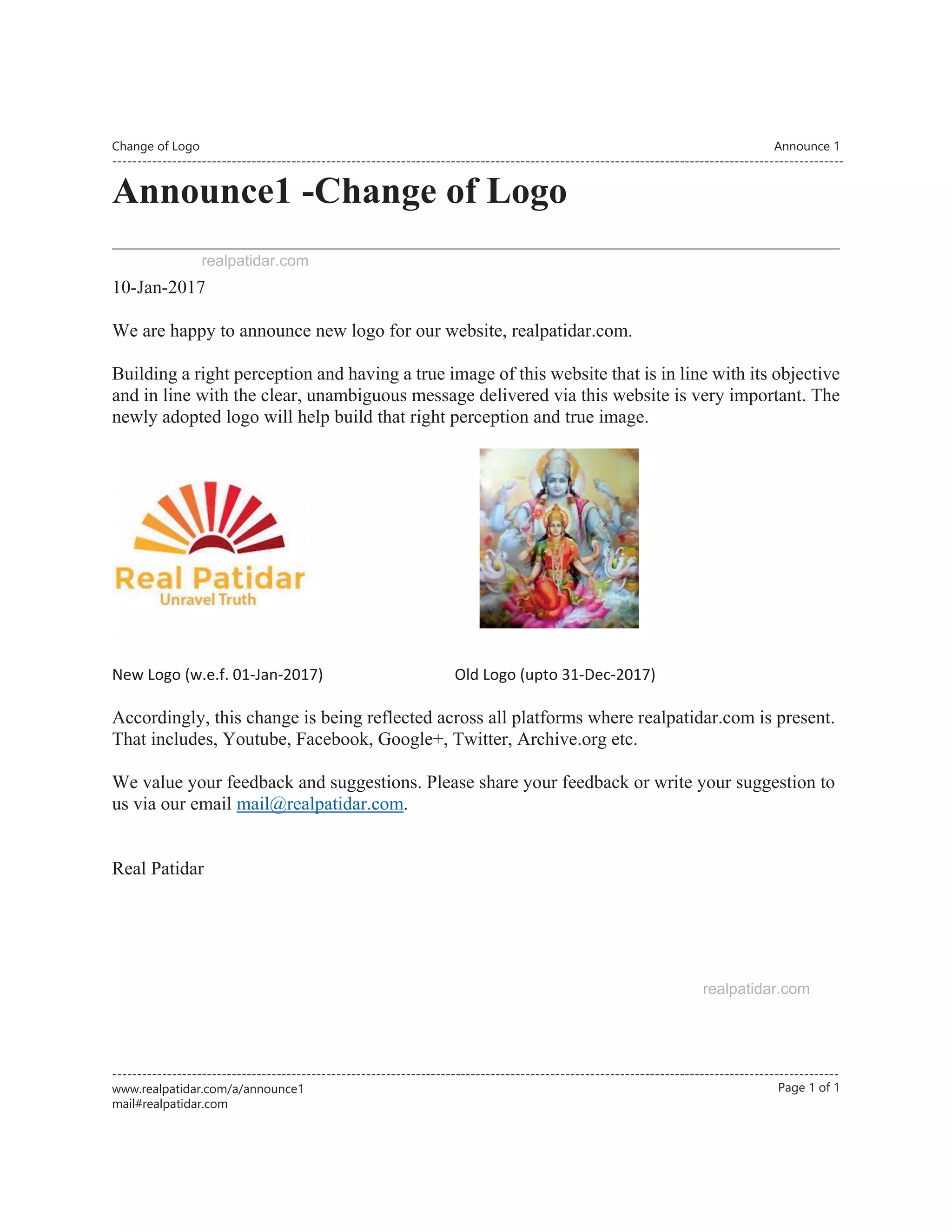 Announce 1 - Change of Logo | PDF