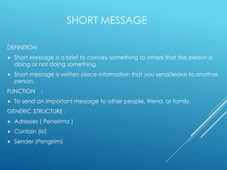 SHORT MESSAGE, ANNOUNCEMENT, ADVERTISEMENT | PPTX