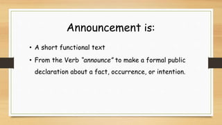 ANNOUNCEMENT_ENGLISH MATERIAL FOR X GRADE.pptx