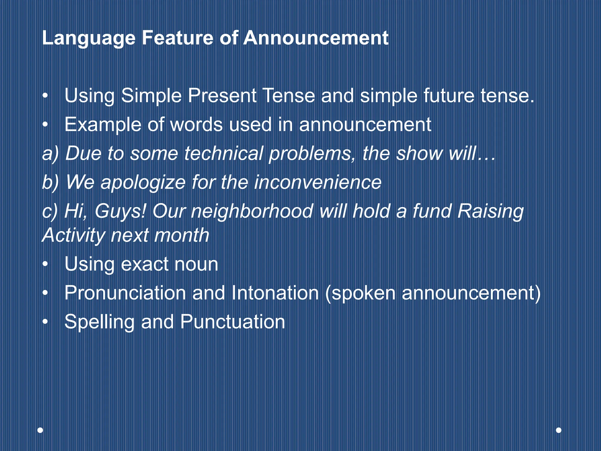 Definition of Announcement class 10 on the first semester | PPT