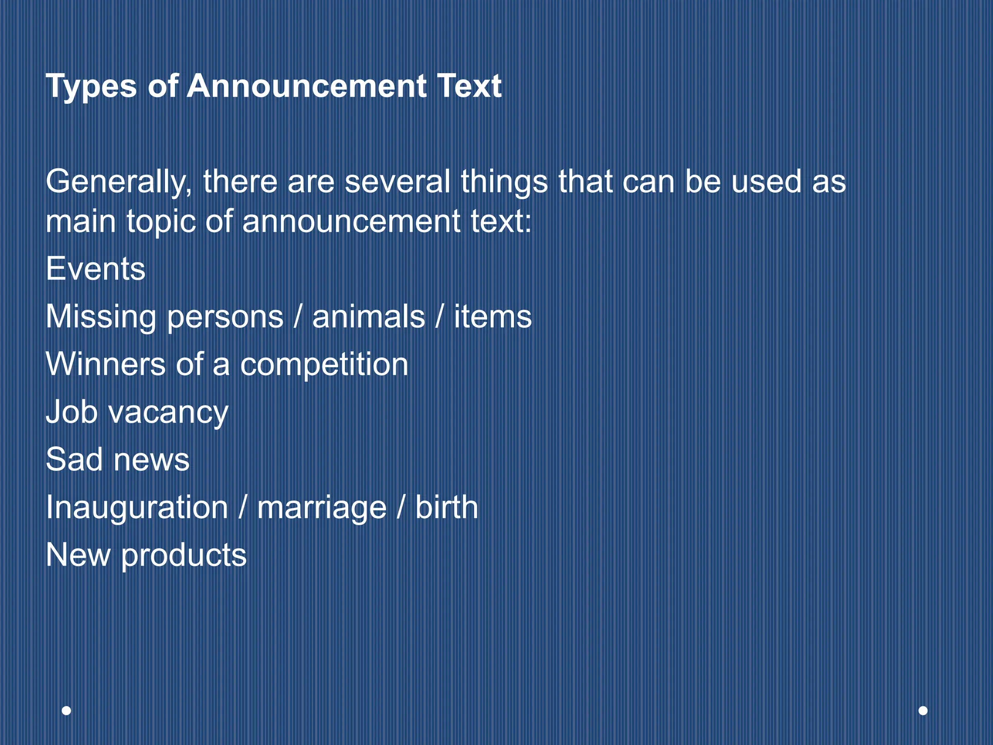 Definition of Announcement class 10 on the first semester | PPT
