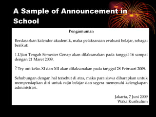 Announcement MATERIAL IN ENGLISH LESSON.ppt