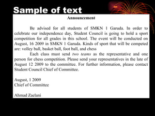 Announcement MATERIAL IN ENGLISH LESSON.ppt