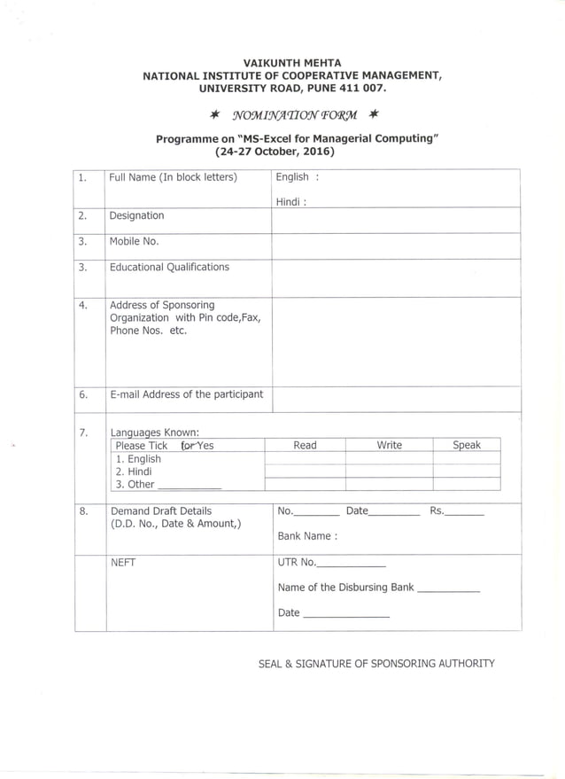 Programme on Ms Excel For Managerial Computing | PDF | Computer Software and Applications ...