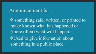 Announcement final test revised | PPT