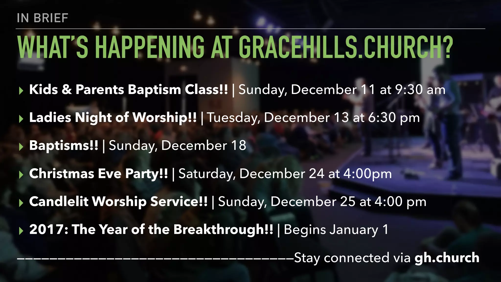 Grace Hills Church Sunday Announcement Slides | PDF